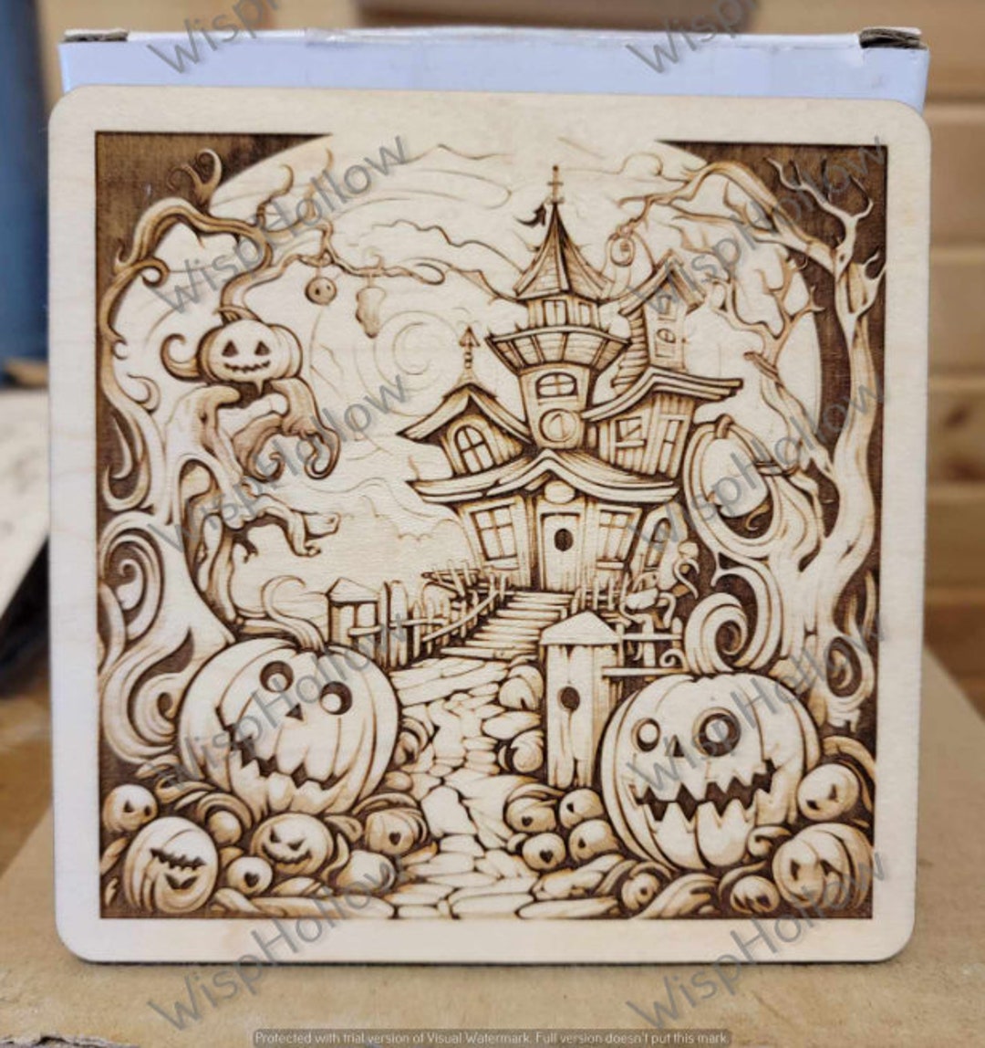 Halloween Scene Laser Engraving File Digital File 3D - Etsy