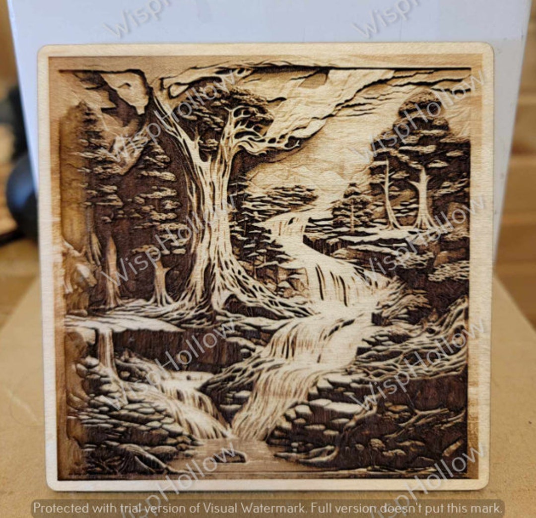 Waterfall Laser Engraving File Digital File 3D Illusion PNG for ...