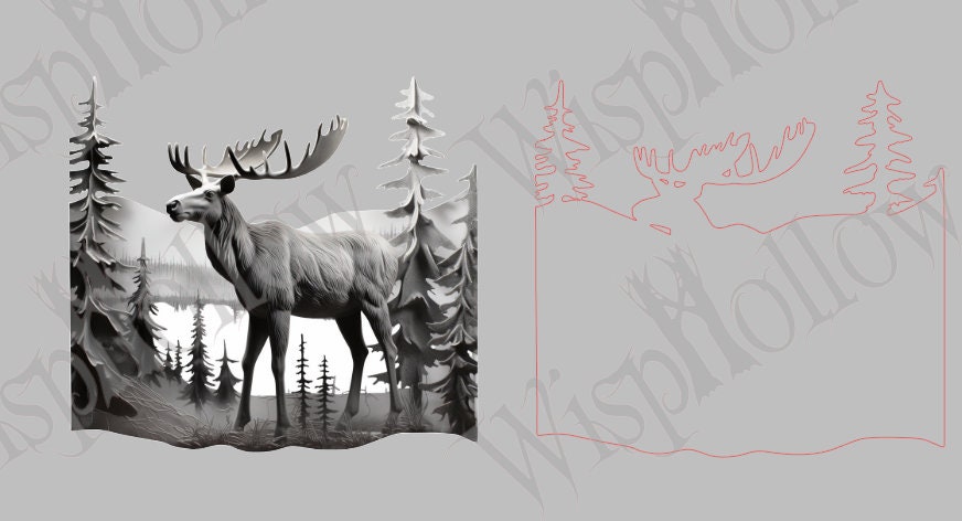3D Moose Illusion Moose Laser Engraving Design Glowforge Laser ...