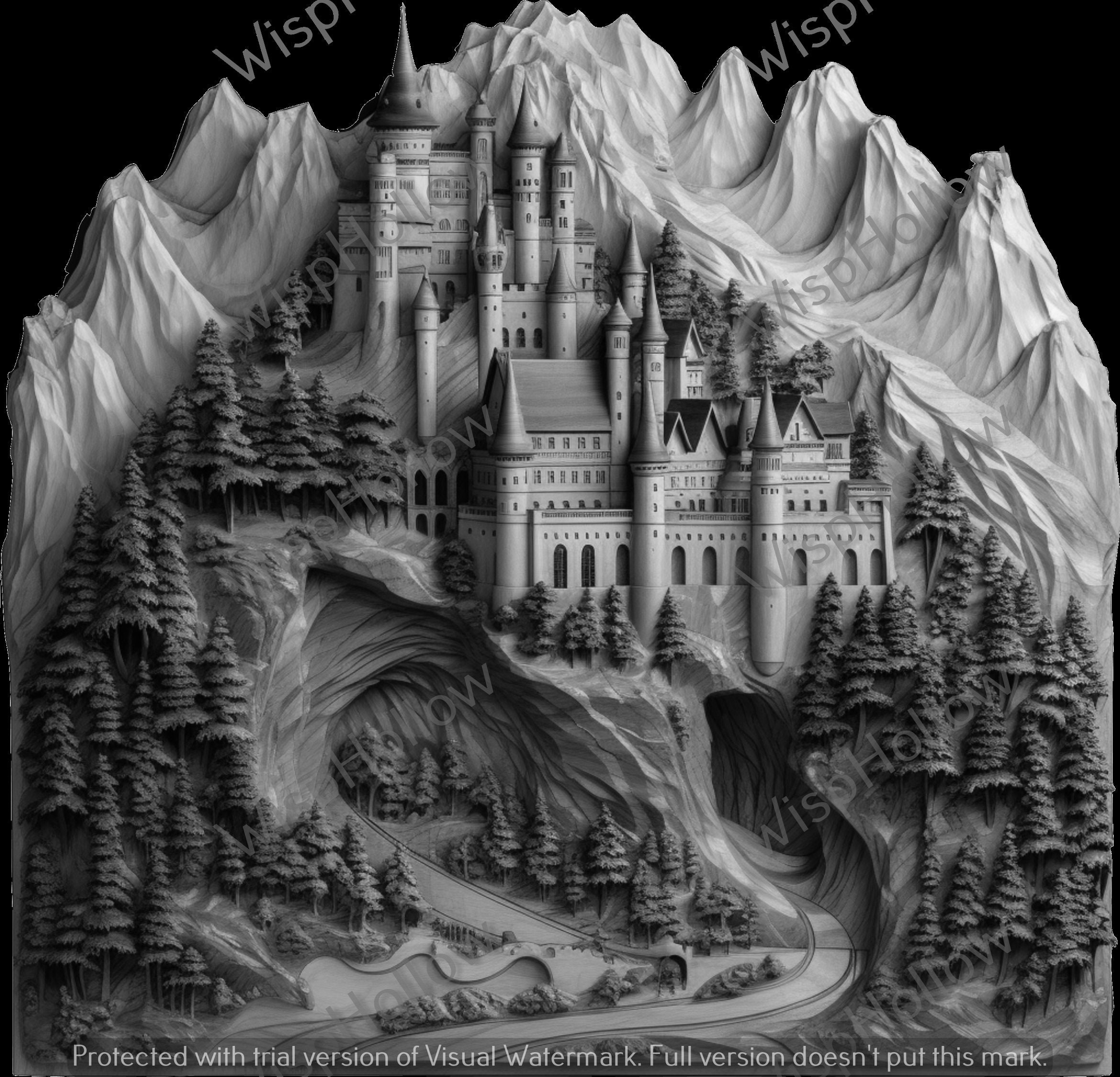Fantasy Castle Castle Laser Engraving Design Glowforge Laser Engraving ...