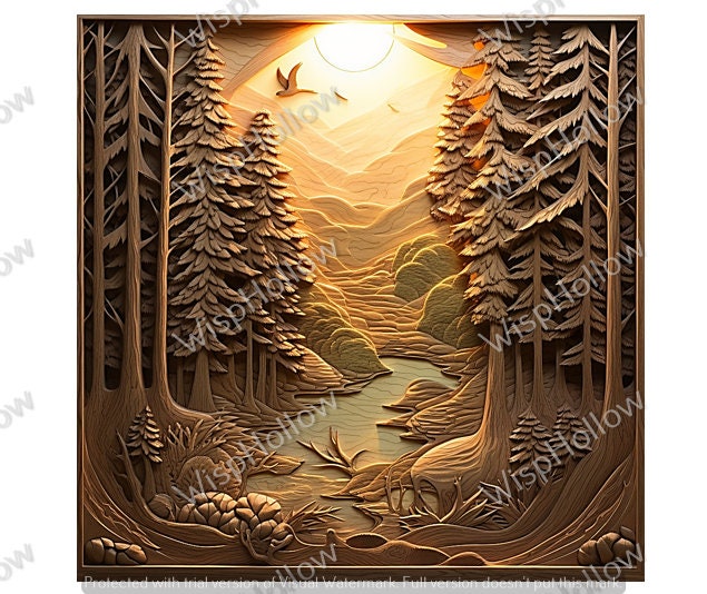 Forest Scene | Laser Engraving File | Digital File | 3D Illusion | PNG ...