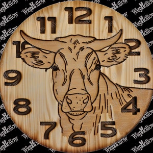 Cow Head Clock Face Laser Engraving Design Glowforge Laser Engraving ...