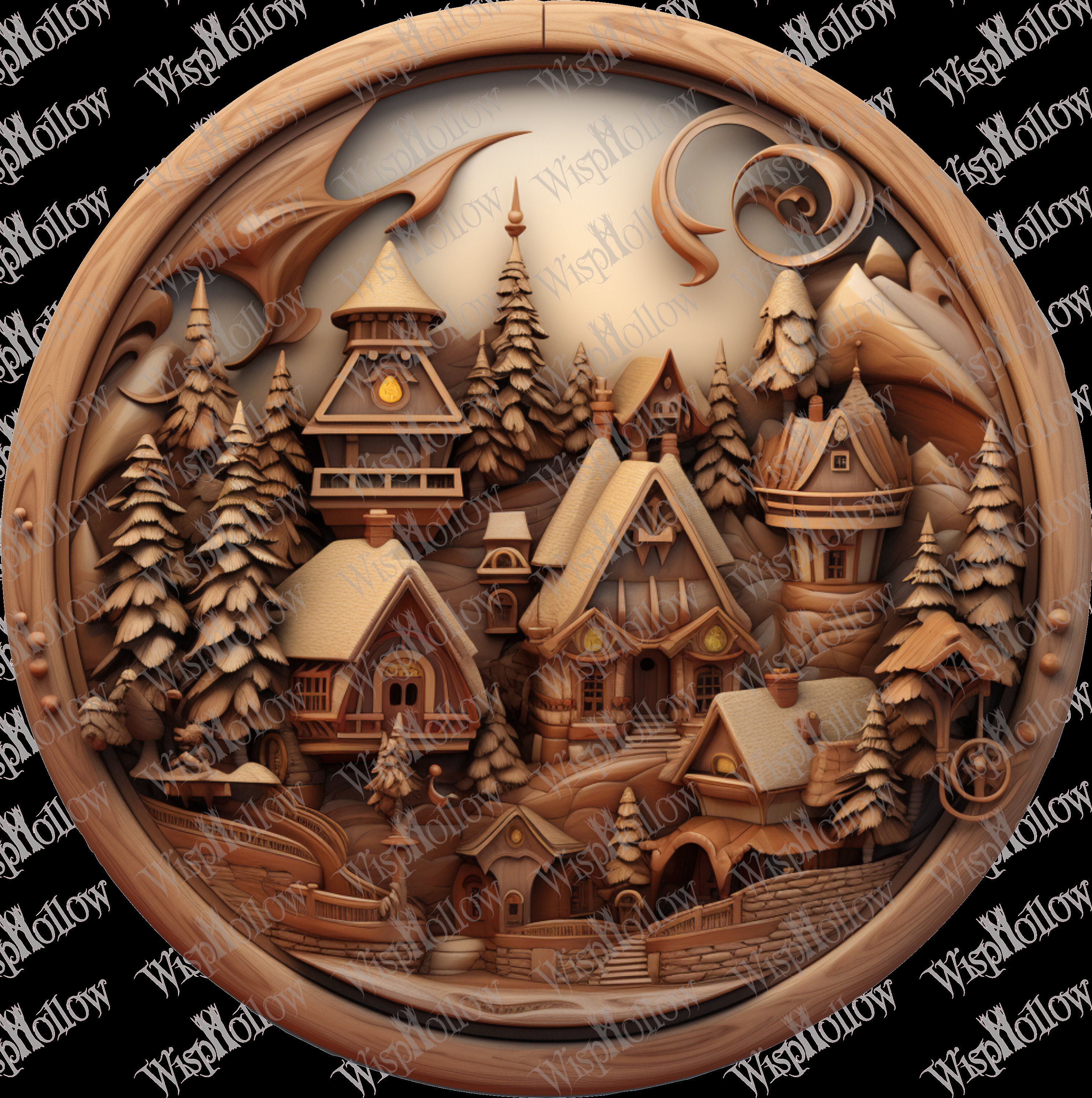 Christmas Village Christmas Ornament Laser Engraving Design Glowforge ...