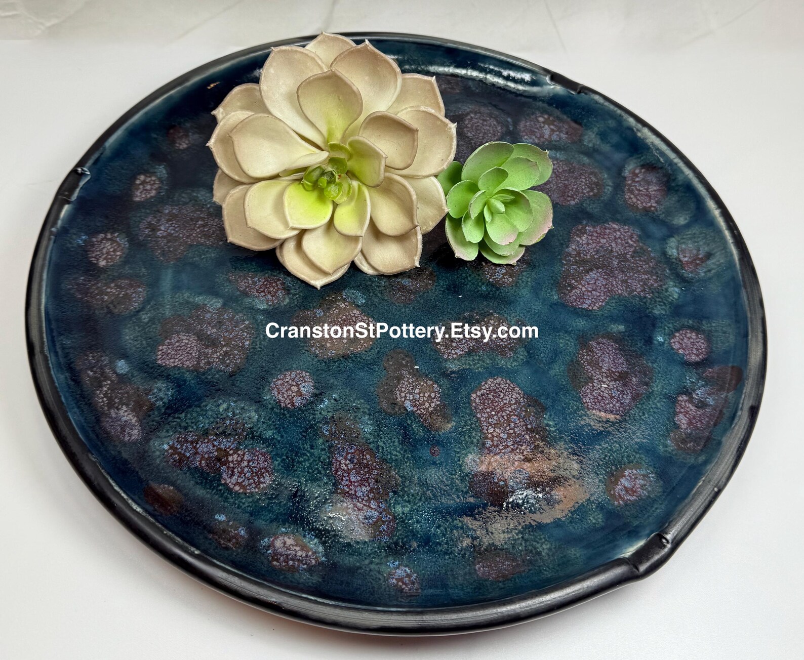 Frozen Pond Glaze Platter #38, Purple and Blue Plate, Ten Inch ...