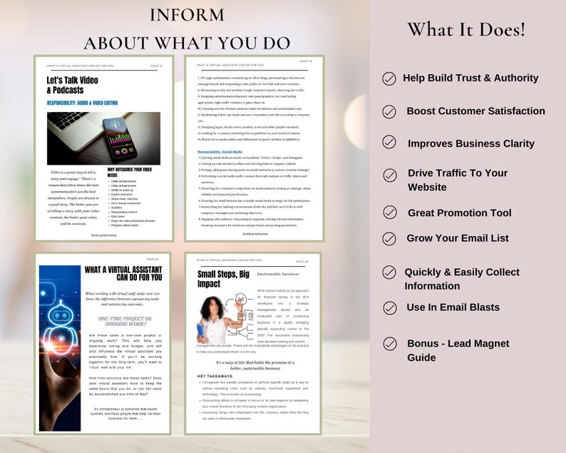 Virtual Assistant, Editable Lead Magnet Canva Template, Editable Canva ...