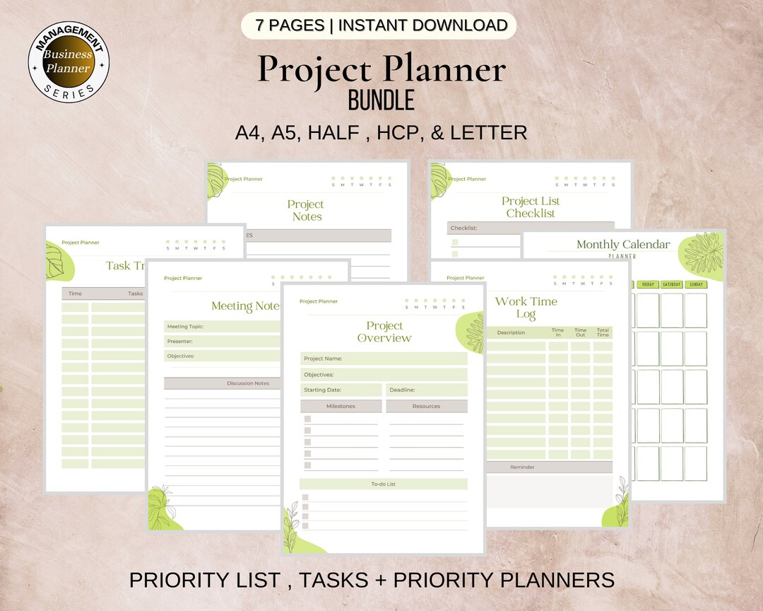 Project Printable Planner, Work Planner, Project Timeline Tracker ...
