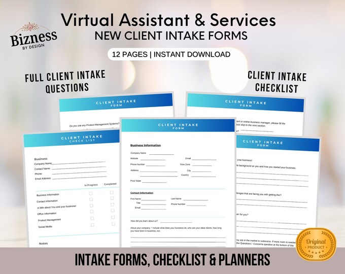 Client In-take Form, PDF Templates, Business Start-up, Fill in Forms ...