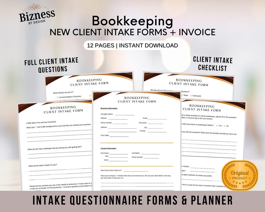 Accounting & Bookkeeping Intake Form Template, Freelance Bookkeeper ...