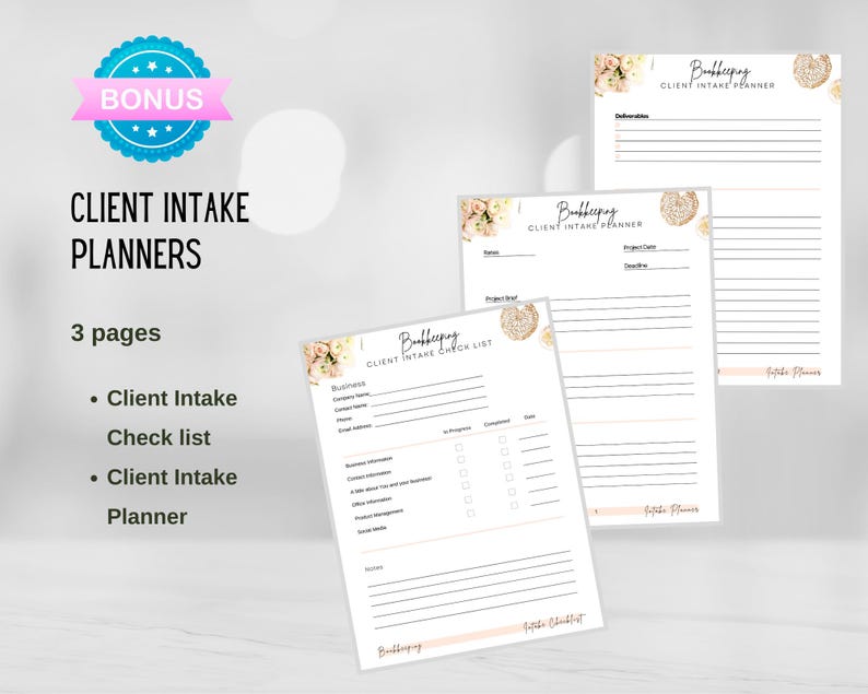 Accounting & Bookkeeping Intake Form Template, Freelance Bookkeeper ...