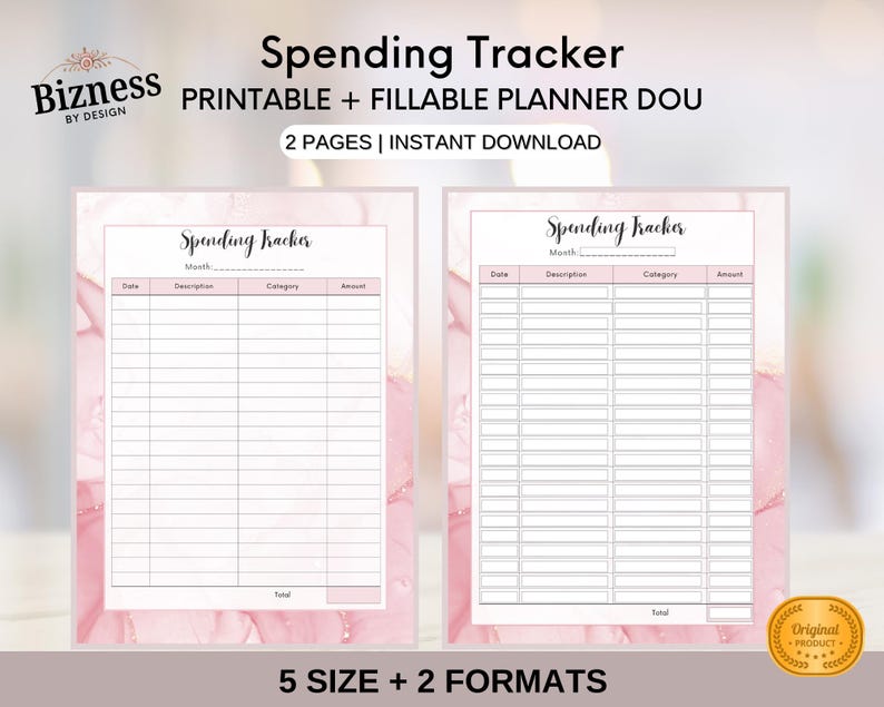 Spending Tracker Printable & Fillable, Expense Tracker, Budget Template ...