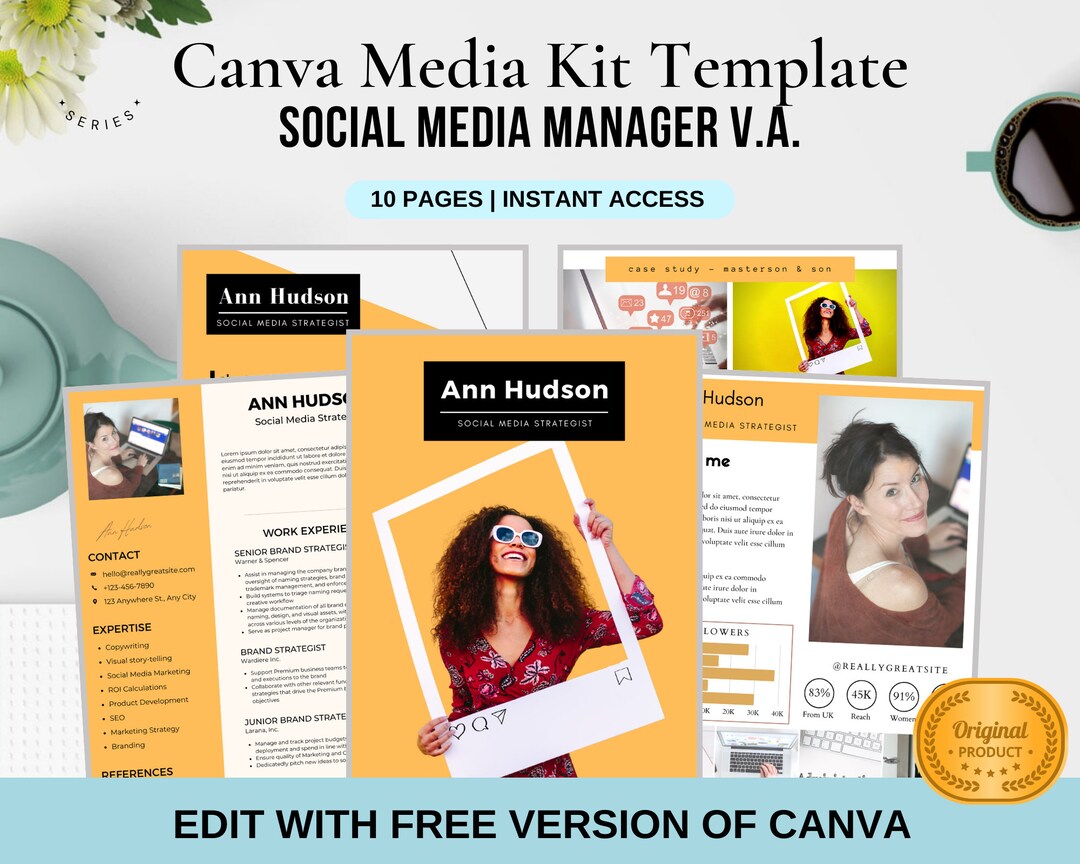Social Media Manager Press Media Kit, Resume, CV, Rate Sheet, Template ...