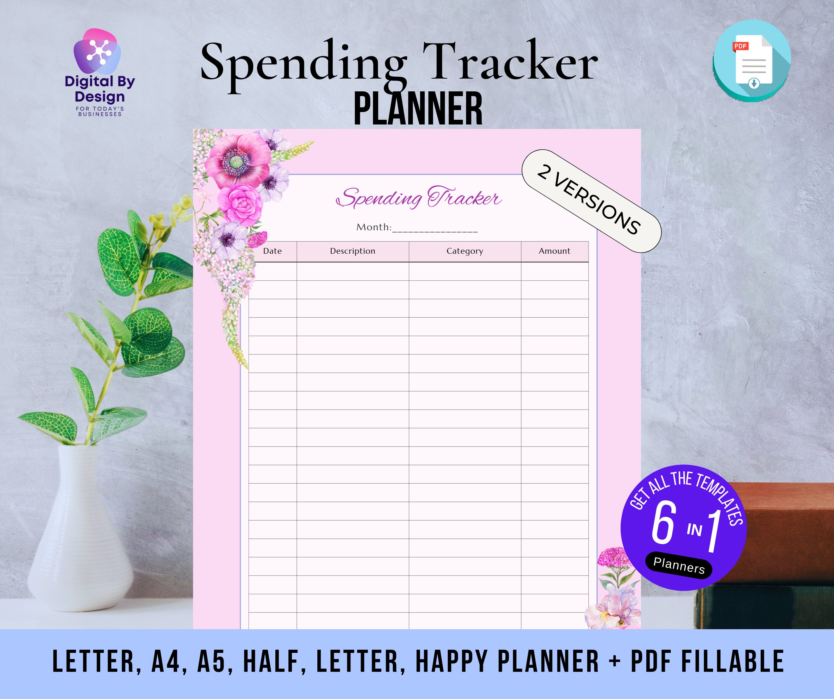 Spending Tracker Printable & Fillable Expense Tracker Budget - Etsy