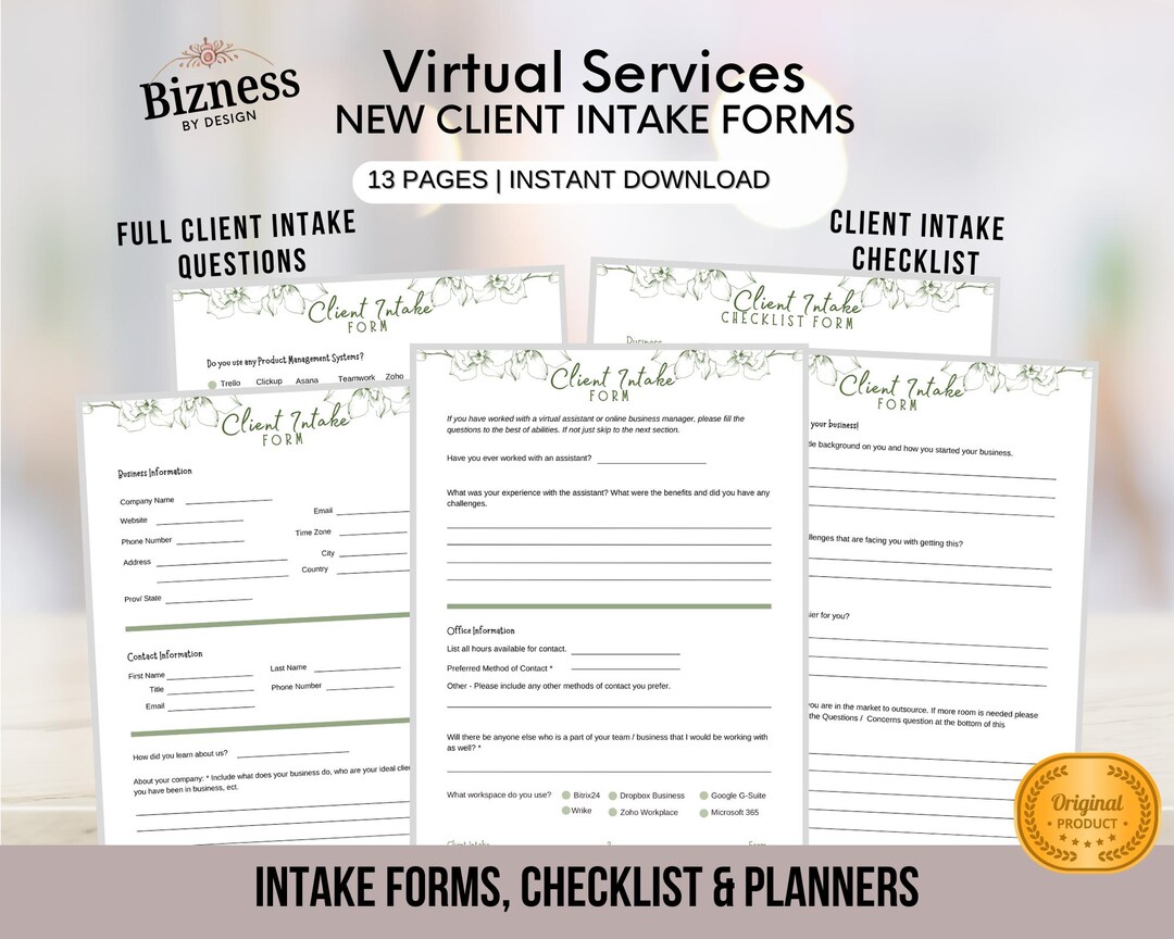 Virtual Assistant Client Form Client In-take Form Bundle Business ...