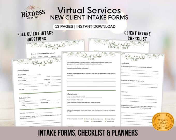 Client In-take Form, PDF Templates, Business Start-up, Fill in Forms ...