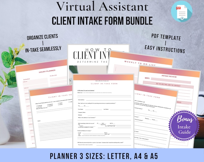 Client In-take Form, PDF Templates, Business Start-up, Fill in Forms ...