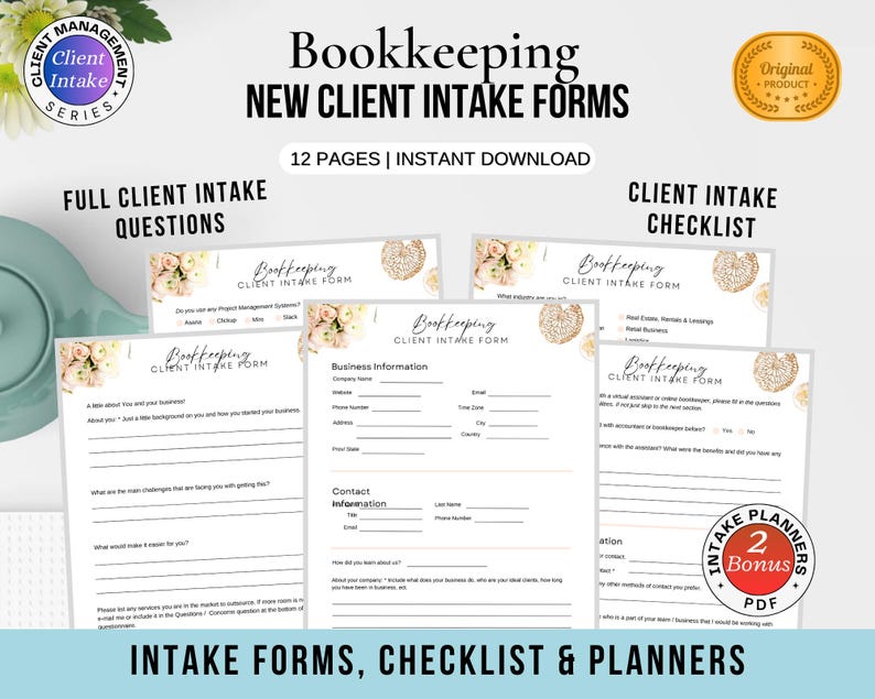 Accounting & Bookkeeping Intake Form Template, Freelance Bookkeeper ...