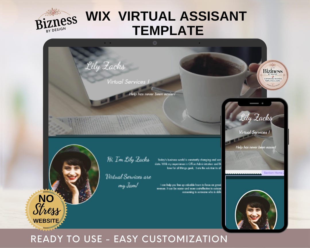Virtual Assistant Wix Website Template Social Media Manager Web Design ...