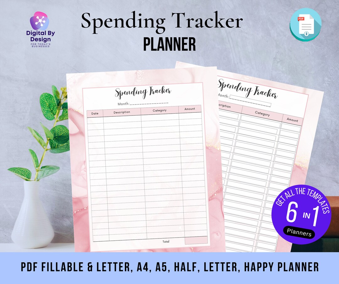 Spending Tracker Printable & Fillable Expense Tracker Budget - Etsy