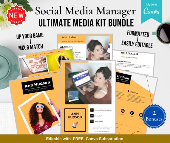 Social Media Manager Press Media Kit Resume CV Rate | Etsy
