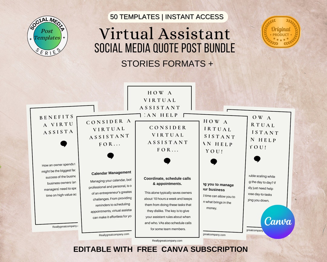 Virtual Assistant Story Templates, Social Media Virtual Services ...
