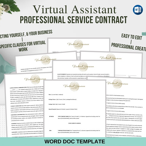 Va Contract Template - Etsy