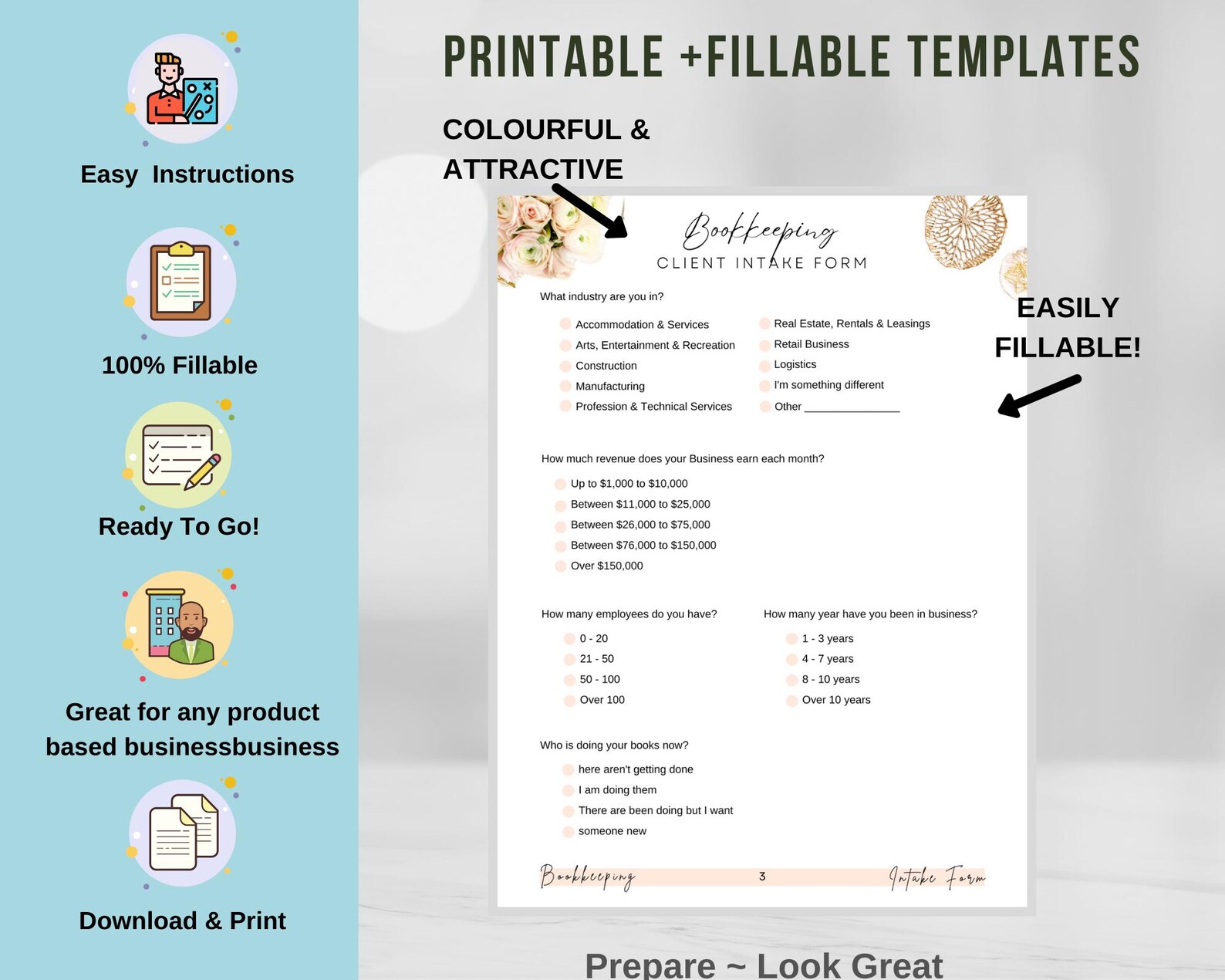 Accounting & Bookkeeping Intake Form Template, Freelance Bookkeeper ...