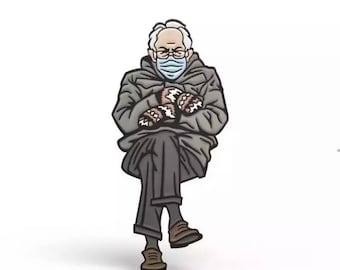Bernie Sanders Mittens Meme Pin Presidential Inauguration 2021 Sitting ...