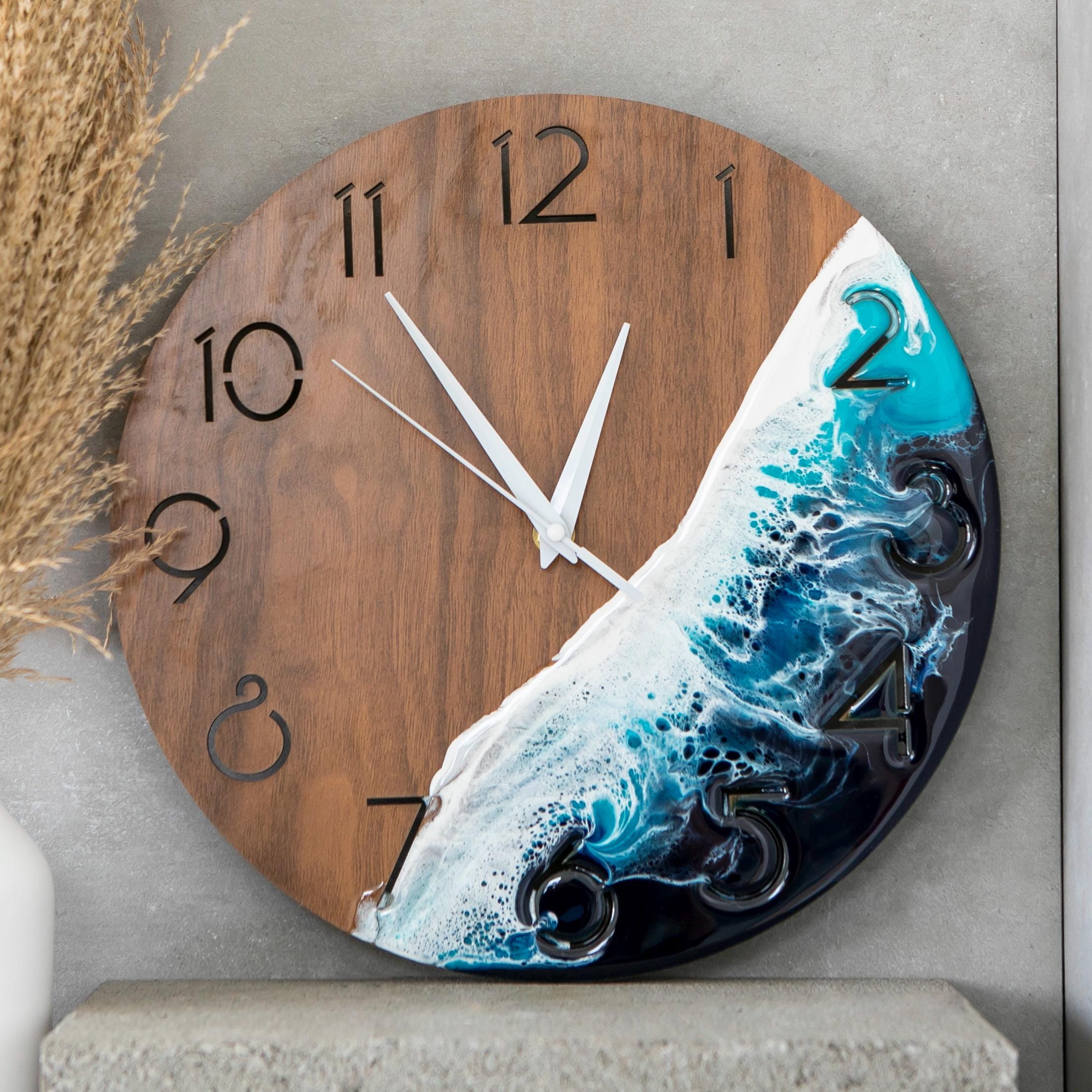 Ocean Wall Clock, Resin Wall Clock Ocean Wall Decor Unique Wall Clock ...