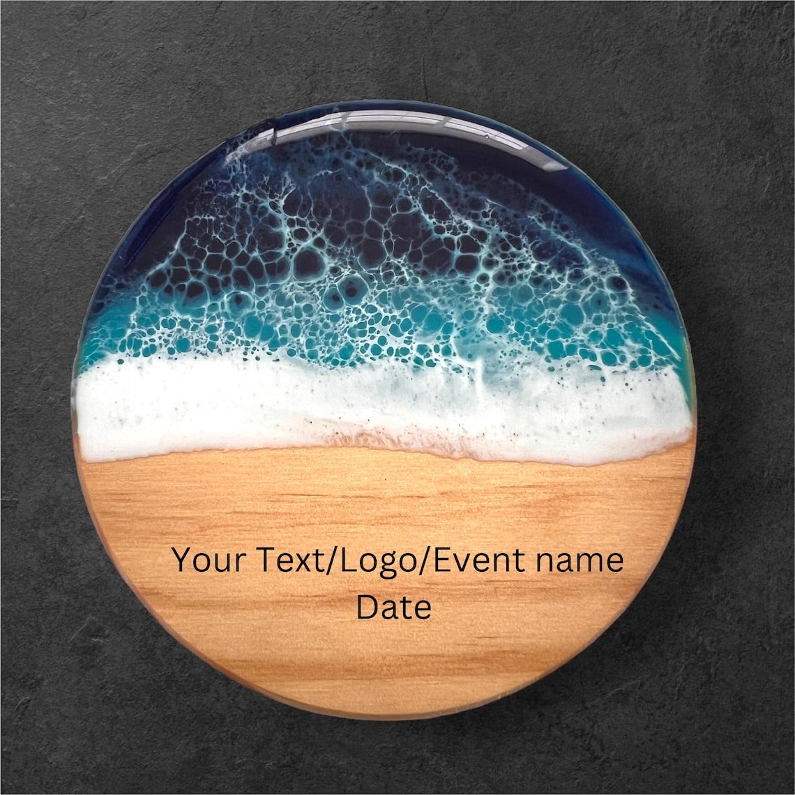 Beach Resin Logo Coasters, Handmade Event Coasters With Personalization ...