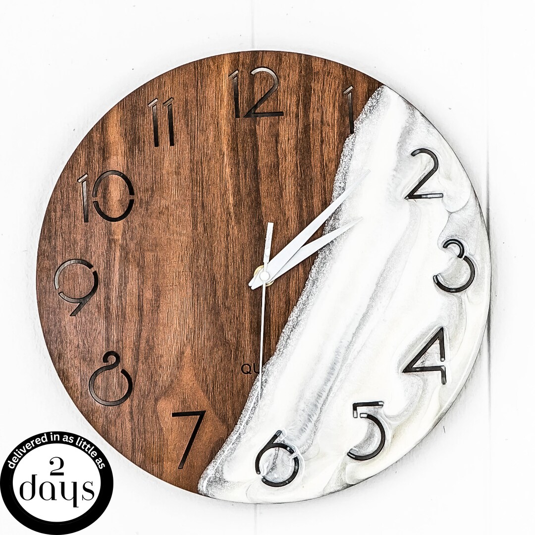 Pearl Resin Clock Wood Clocks for Wall Clock Gift for New Home Gift for ...