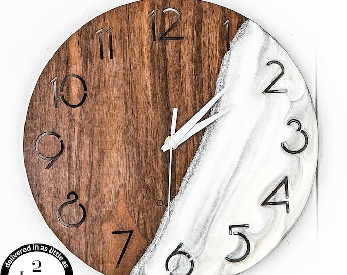 Pearl Resin Clock Wood Clocks for Wall Clock Gift for New Home Gift for ...