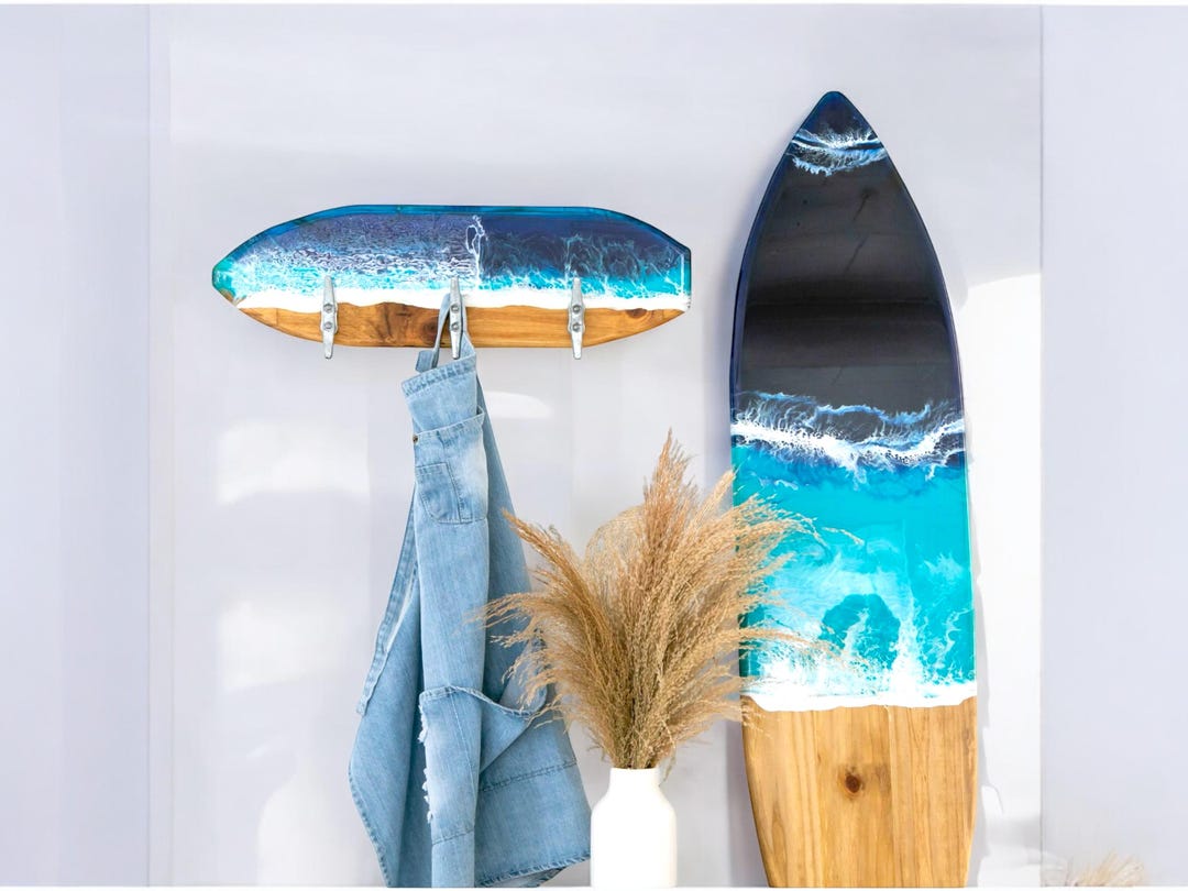 Surfboard Towel Rack, Key Holder, Coat Rack - Surfboard Decor Surfboard ...