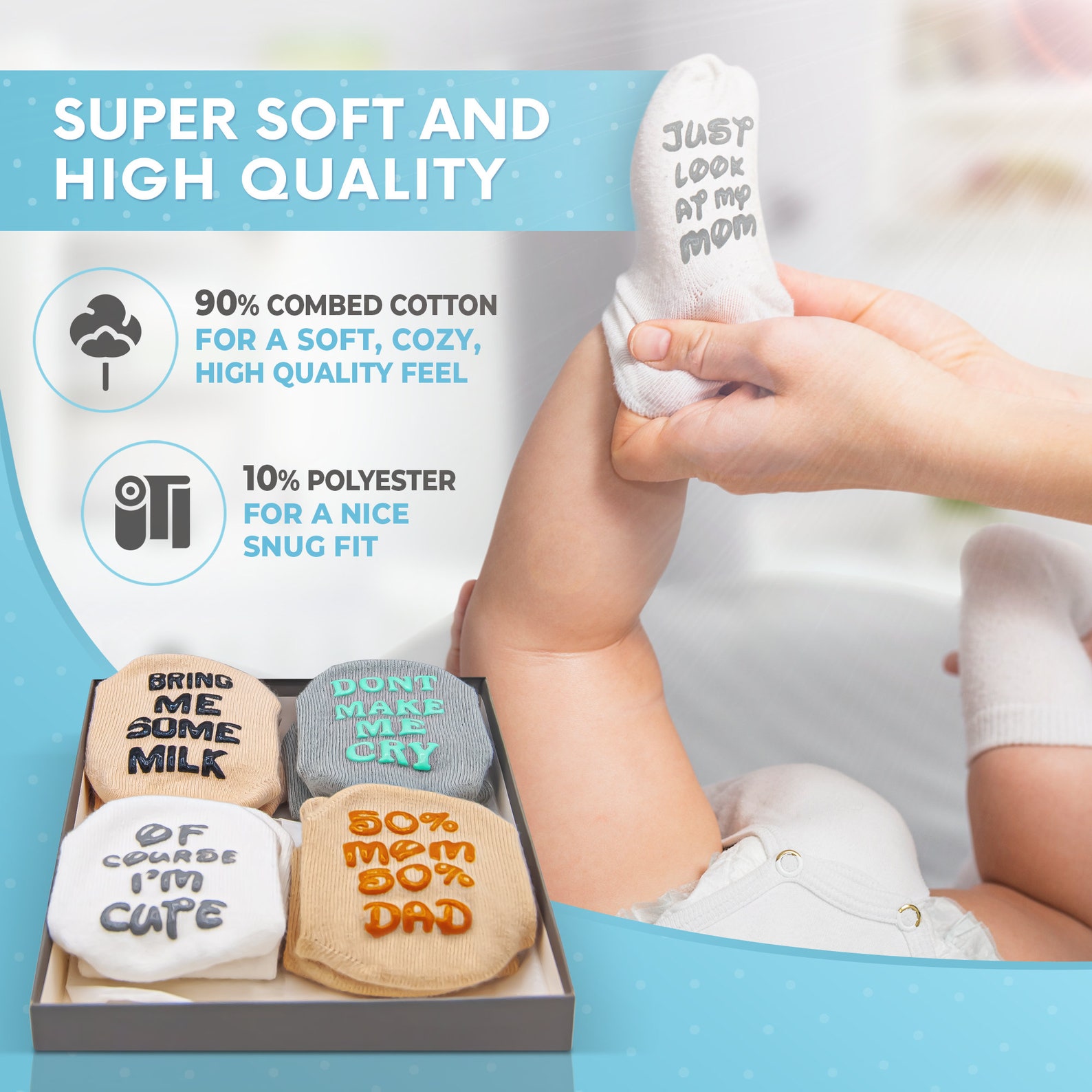 Baby Socks Funny Quotes 4 Unique Pairs Girls/boys Infant - Etsy