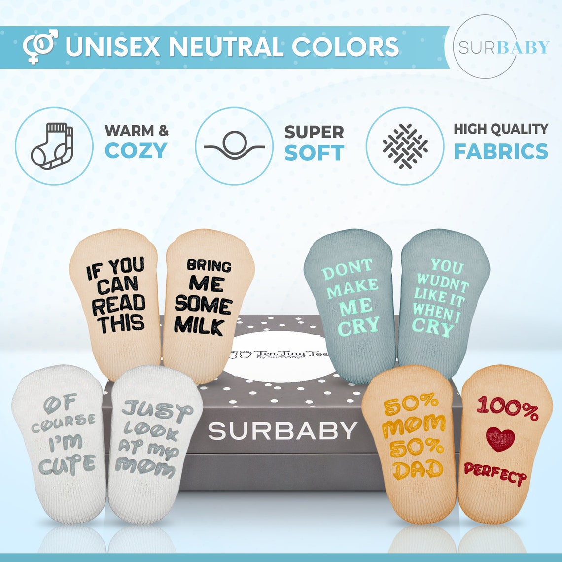 Baby Socks Funny Quotes 4 Unique Pairs Girls/boys Infant - Etsy