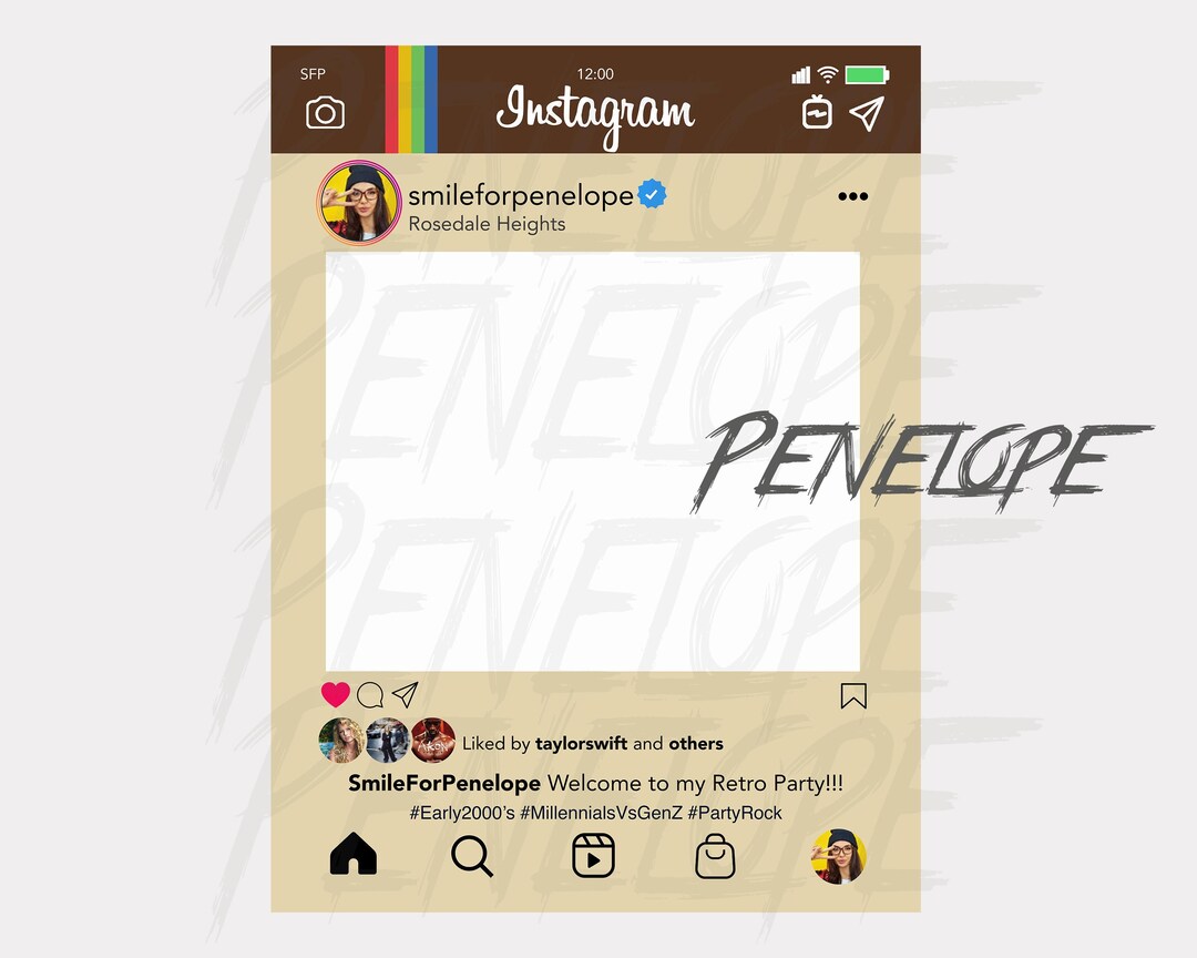 CUSTOM RETRO INSTAGRAM, Cut Out Frame, Selfie, Vintage, 2000's Party ...