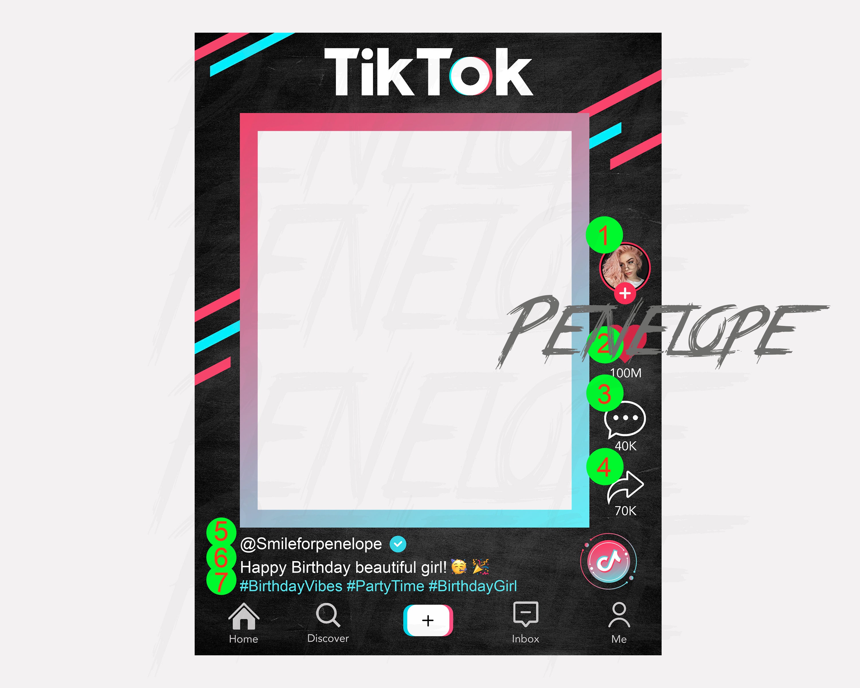 Custom Tiktok Birthday Photobooth Frame (digital File) - Etsy
