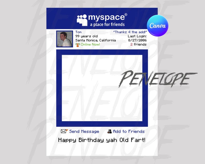 Retro Myspace Selfie Frame, Y2K Photobooth (digital Design) - Etsy
