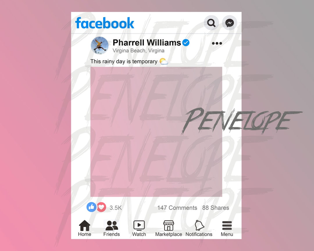 SIMPLE FACEBOOK WHITE, Custom, Cut Out Frame, Photobooth, Selfie ...