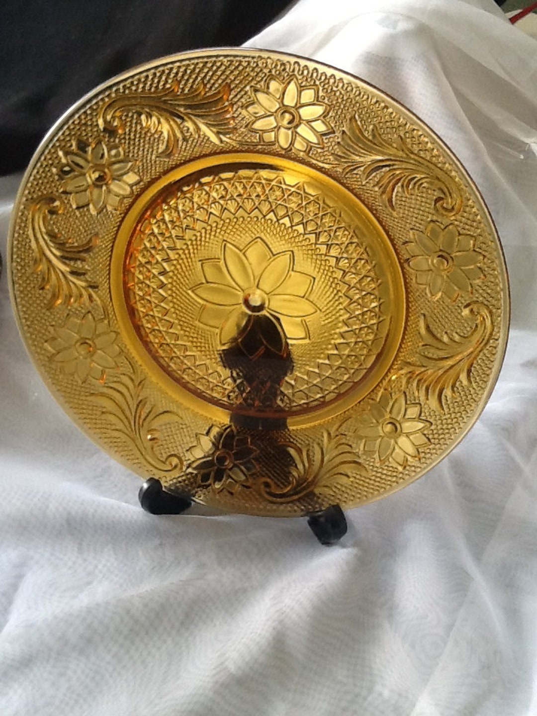 Indiana Amber Glass Plate - Etsy