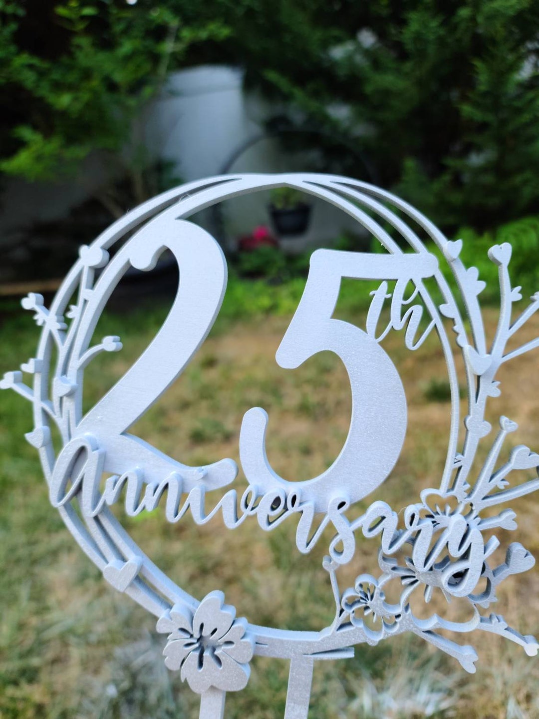 Cake Topper Custom Made. Wedding Date, Last Name Initial, Color 25th ...