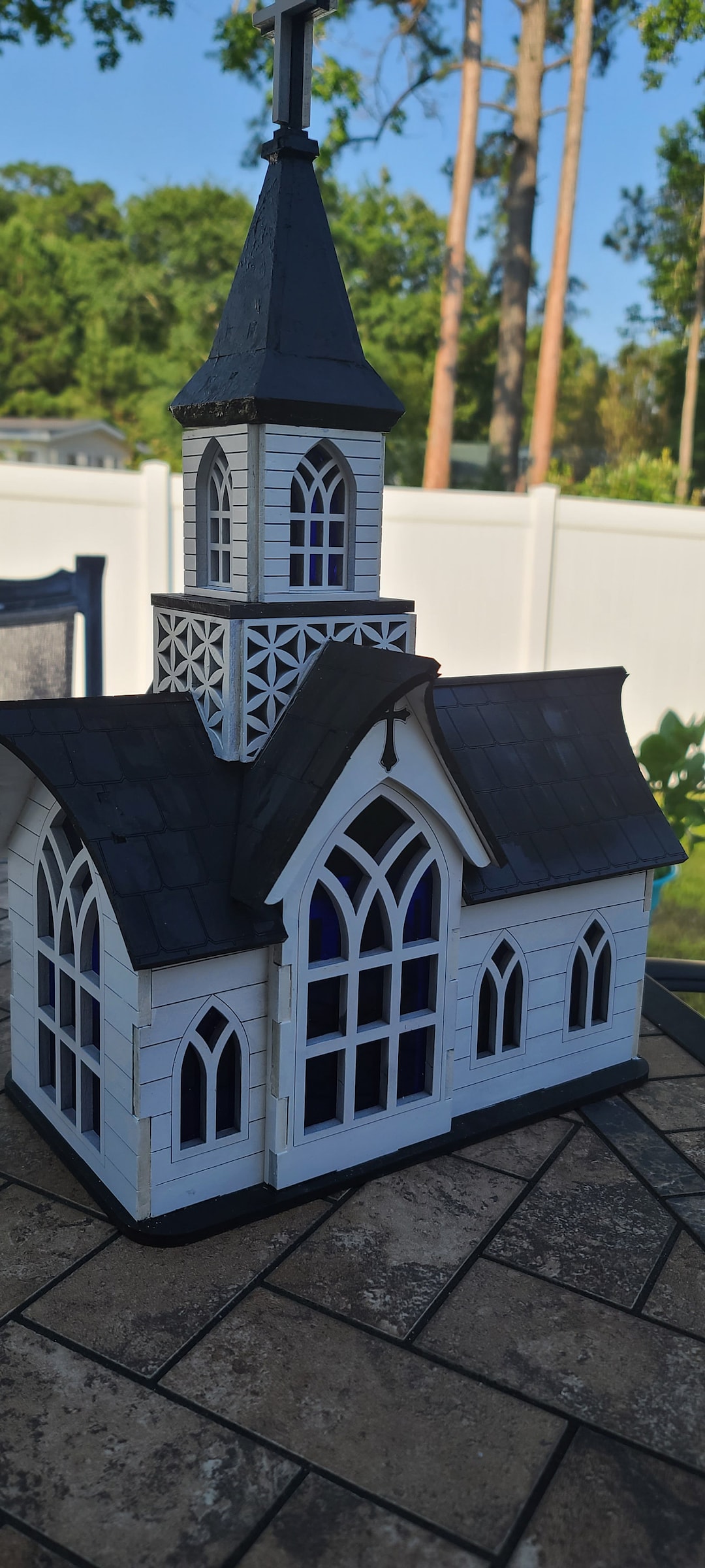 Handmade Chapel Birdhouse. Colorful and Hand Painted. Sealed for ...