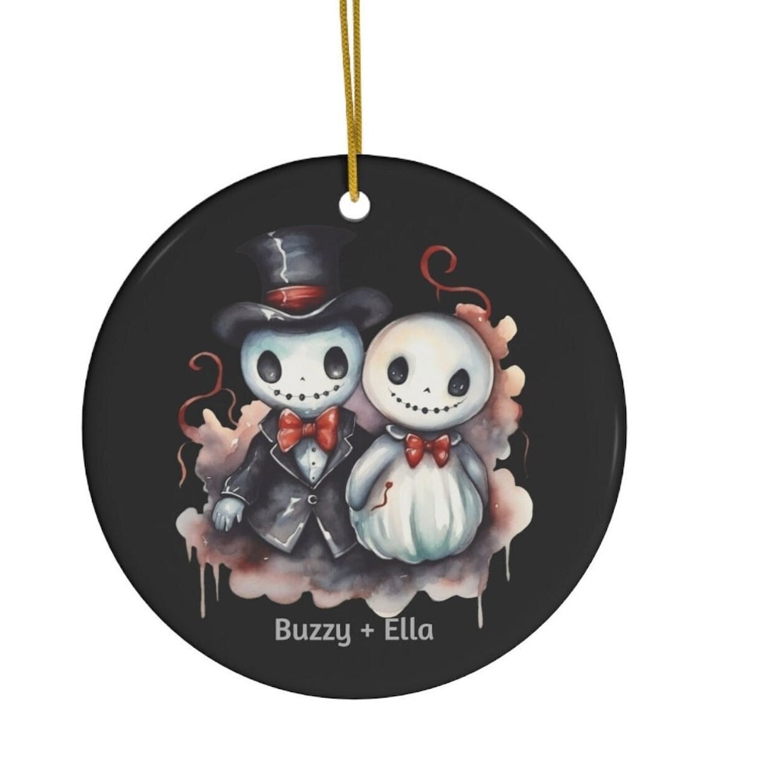 Personalized Goth Newlywed Ornament, Voodoo Doll Groom and Bride, Black ...