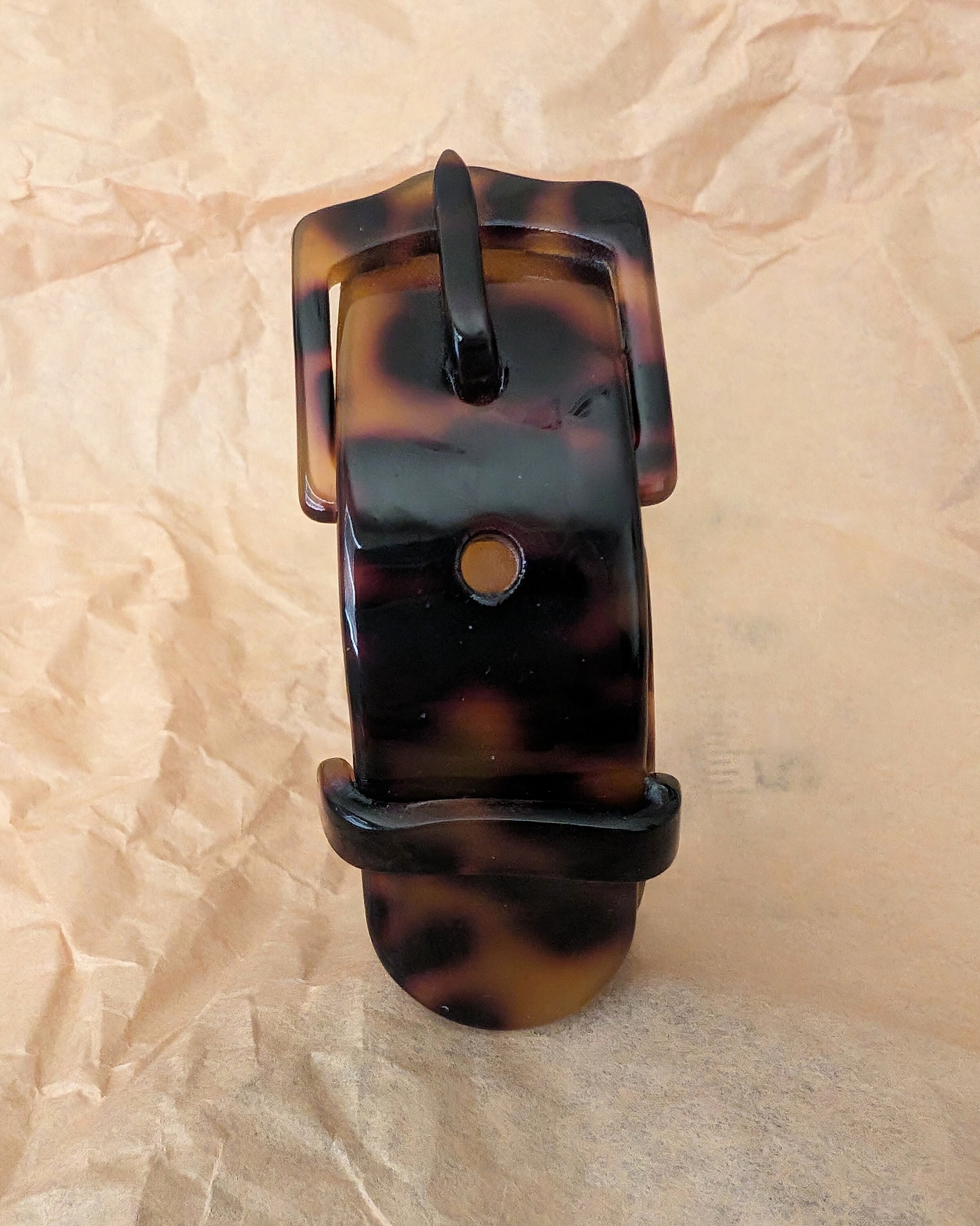 Large MOD 70s Tortoise Shell Buckle Lucite Bangle, Glossy Animal Print ...