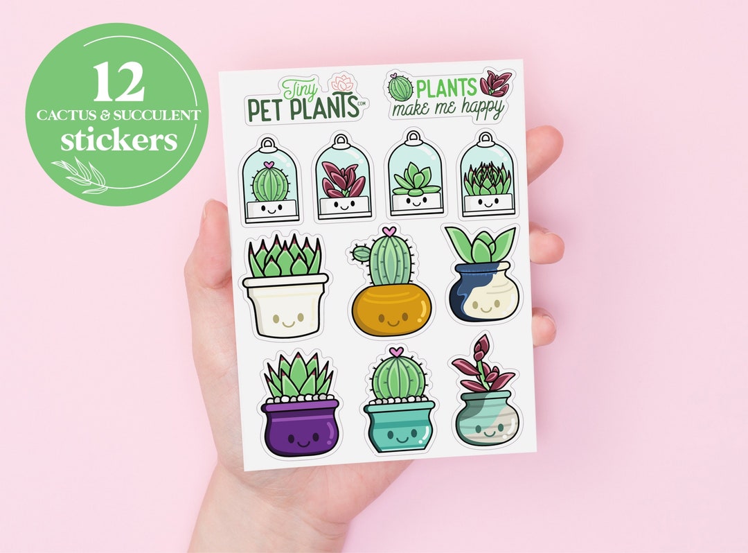 Cute Plant Stickers! Sheet of 12 Stickers of Succulents and Cactus ...