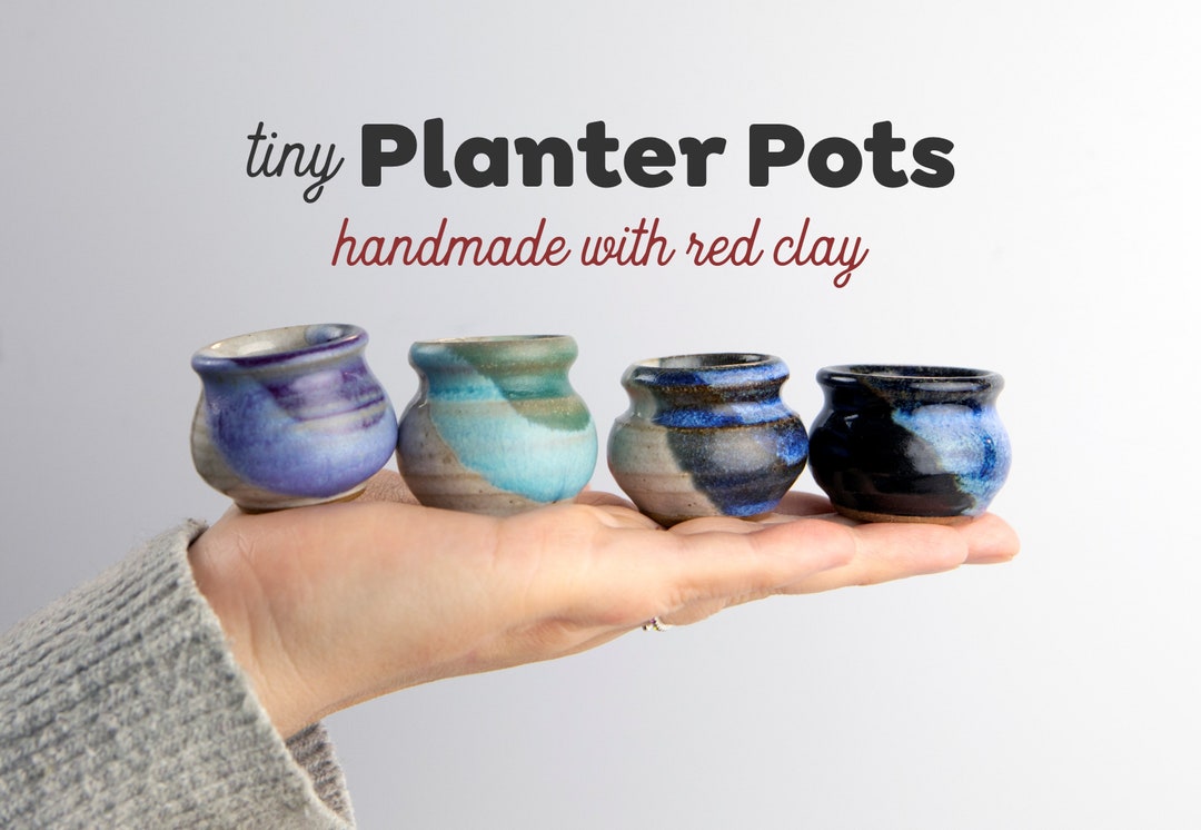 Handmade Miniature Red Clay Planter Pot: Multi Color Glazed Pottery - Etsy