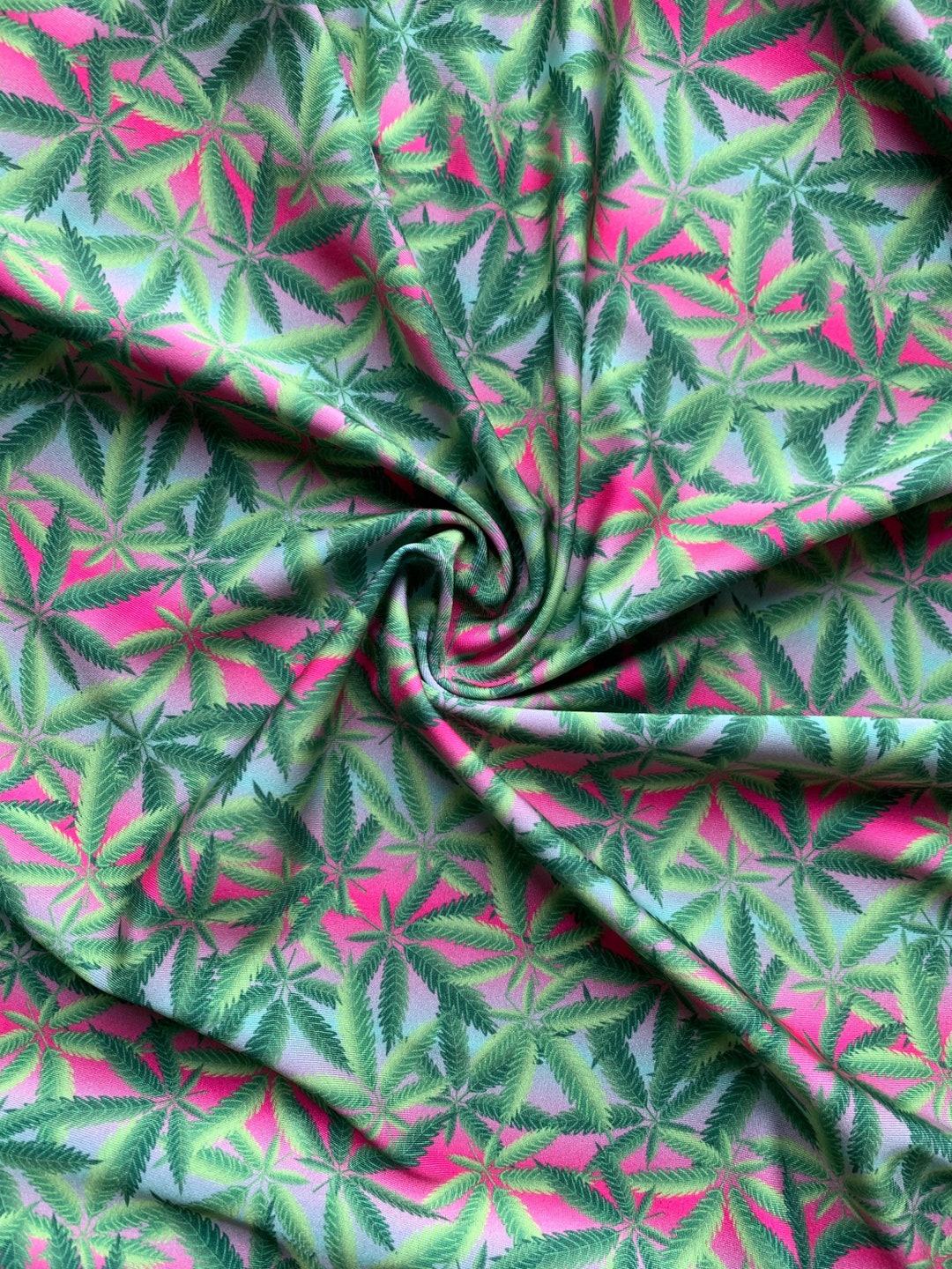 STRETCH PRINT FABRIC - Cannabis Print Fabric - 4 Way Stretch Print ...