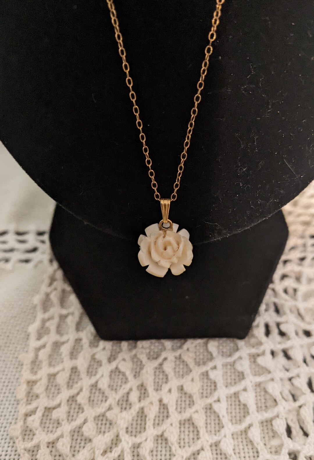 Celluloid Ivory Rose Necklace and Earrings - Etsy