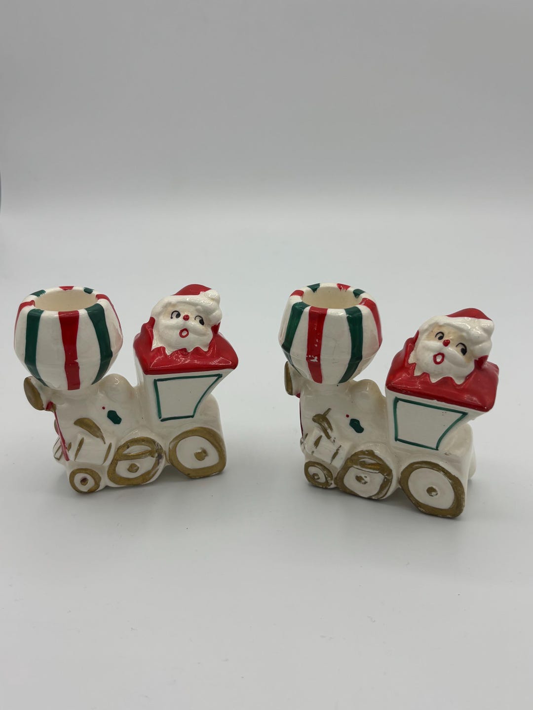 Vintage Lefton 1950s Santa Train Candle Holders Set of Two Japan - Etsy