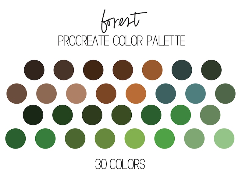Forest Procreate Color Palette, Nature Palette, Misty Forest Procreate ...