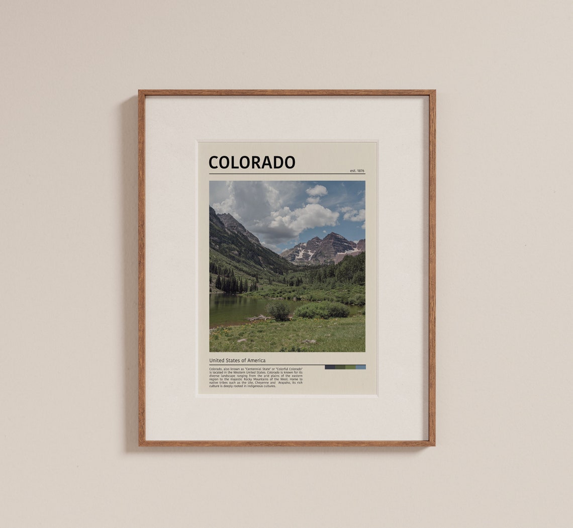 Vintage Colorado Poster, Mid Century Modern Colorado Wall Art, Nature ...